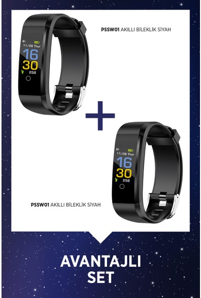 Polosmart PSSW01 Smart Fit Akıllı Bileklik 2'li Set Siyah-Siyah Polosmart PSSW01 Smart Fit Akıllı Bileklik 2'li Set Siyah-Siyah