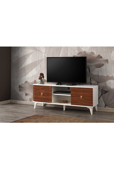 A1 Mebran Kapaklı Tv Ünitesi - Beyaz, Ceviz A1 Mebran Kapaklı Tv Ünitesi - Beyaz, Ceviz