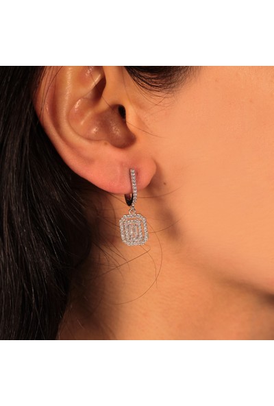 Adil Idil Kuyumculuk 14 Ayar Beyaz Altın Kalın Baget Küpe