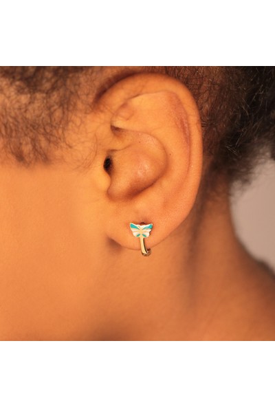 Adil Idil Kuyumculuk Renkli Kelebek Kesimli 14 Ayar Küpe