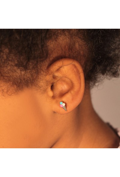 Adil Idil Kuyumculuk Dondurmalı 14 Ayar Altın Küpe