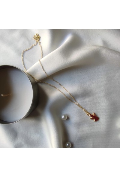 Glamordo Taşlı Altın Kaplama Detaylı Kolye