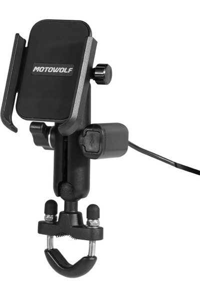 Motowolf USB Şarj Soketli Gidon Bağlantılı Motosiklet Bisiklet Telefon Tutucu Ayarlanabilir Motowolf USB Şarj Soketli Gidon Bağlantılı Motosiklet Bisiklet Telefon Tutucu Ayarlanabilir