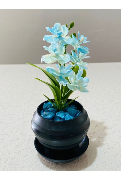 Home Future Yapay Çiçek Saksılı Çiçek Lale Orkide Dekoratif Çiçek Salon Süsü Balkon Çiçeği Yapma Gök Mavisi Çiçek