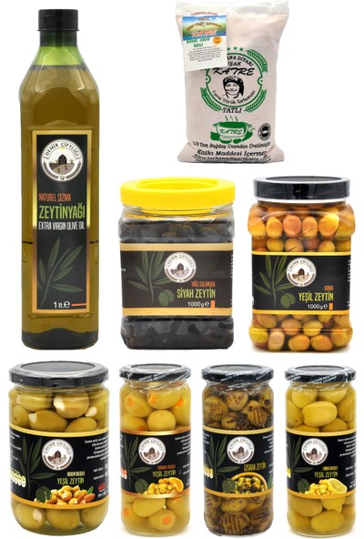 Kahvaltılık ve Meze Zeytin + Sızma Zeytinyağ 1 L + Tarhana - Full Paket Kahvaltılık ve Meze Zeytin + Sızma Zeytinyağ 1 L + Tarhana - Full Paket