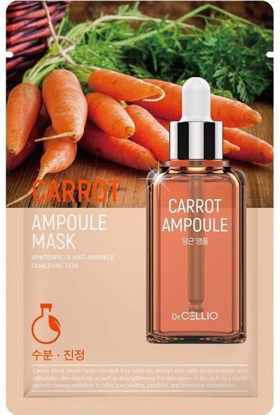 Dr. Cellıo Aydınlatıcı Havuç Özlü Tedavi Edici Klinik Tarzı Vegan Ampoule Maske
