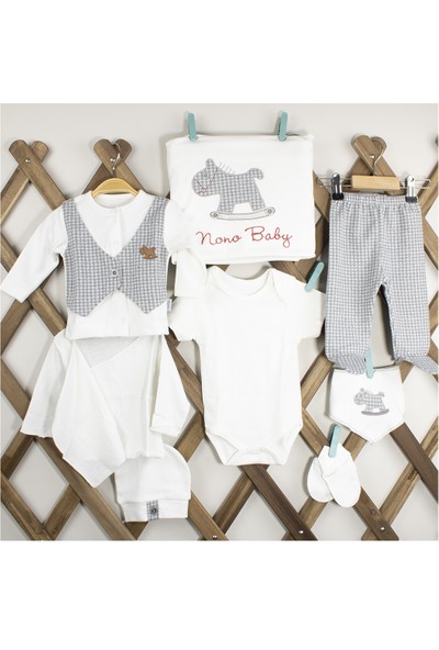 Nono Baby Erkek Bebek 10'lu Zıbın Zebra Nakışlı - Nono Baby - Hastane Çıkış & Zıbın - Gri - Yenidoğan Nono Baby Erkek Bebek 10'lu Zıbın Zebra Nakışlı - Nono Baby - Hastane Çıkış & Zıbın - Gri - Yenidoğan