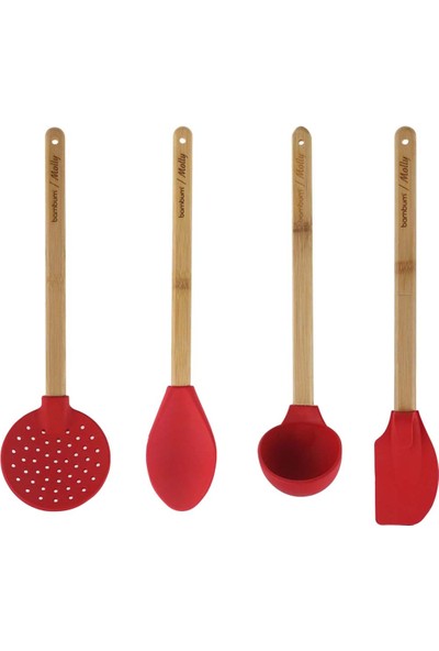 4 Parça Mutfak Seti Kırmızı