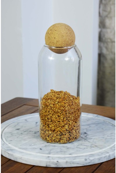 Gülruli Mantar Kapaklı Cam Kavanoz Büyük 900 ml