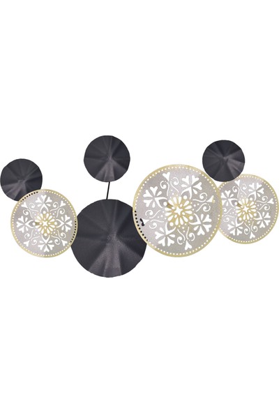 Veramaya Yuvarlak Desenli Metal Siyah/beyaz Duvar Panosu 79X35 cm