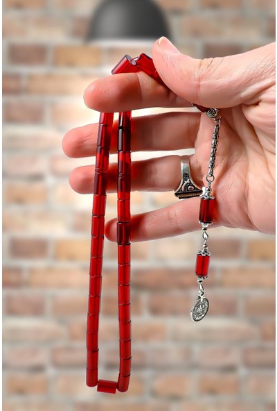 Tesbih Kenti Kesme Tane Kırmızı Renk Ateş Kehribar Tesbih Tesbih Kenti Kesme Tane Kırmızı Renk Ateş Kehribar Tesbih