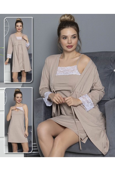 Jenika Kadın Lohusa Penye 2li Sabahlık Takım Jenika Kadın Lohusa Penye 2li Sabahlık Takım