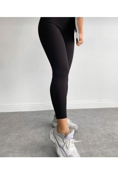 Lacht Kadın Fitilli Ekstra Yüksek Bel Toparlayıcı Siyah Tayt