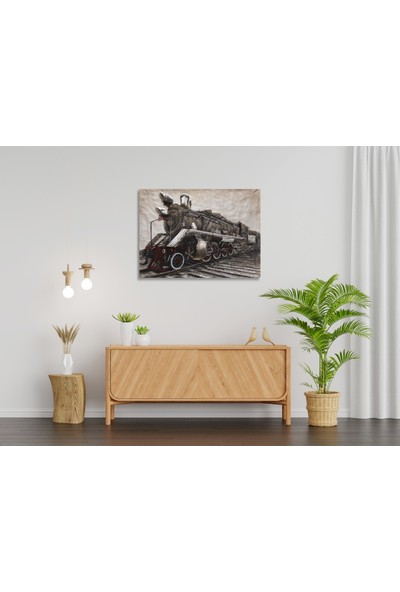 Do Majör Design Yağlı Boya Görünümlü Kara Tren Kanvas Tablo (50 x 70 Cm) Do Majör Design Yağlı Boya Görünümlü Kara Tren Kanvas Tablo (50 x 70 Cm)