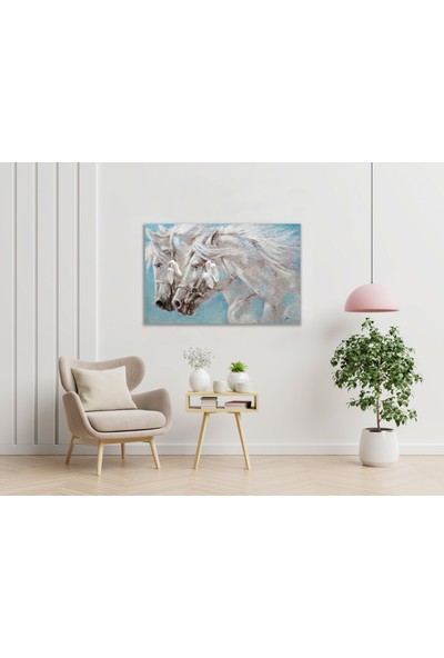 Do Majör Design Yağlı Boya Görünümlü Beyaz Atlar Kanvas Tablo (50 x 70 Cm) Do Majör Design Yağlı Boya Görünümlü Beyaz Atlar Kanvas Tablo (50 x 70 Cm)