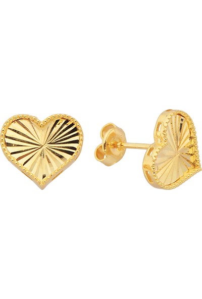 ÇGK KUYUMCULUK Kalemli Kalp Çivi Altın Küpe ÇGK KUYUMCULUK Kalemli Kalp Çivi Altın Küpe