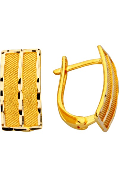 Yaldızlı Hasır Altın Küpe KP0003 Yaldızlı Hasır Altın Küpe KP0003