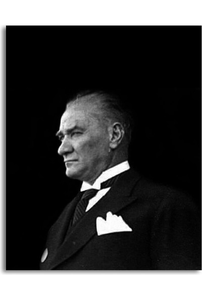 Arazomi Atatürk Siyah Beyaz Dekoratif Cam Tablo 8 30 x 45 Ccm