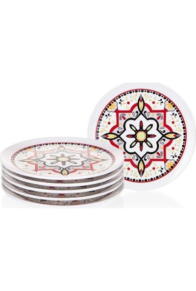 Biev Flora Stoneware Motif Desen 27CM 6 Lı Servis Tabağı UGR207
