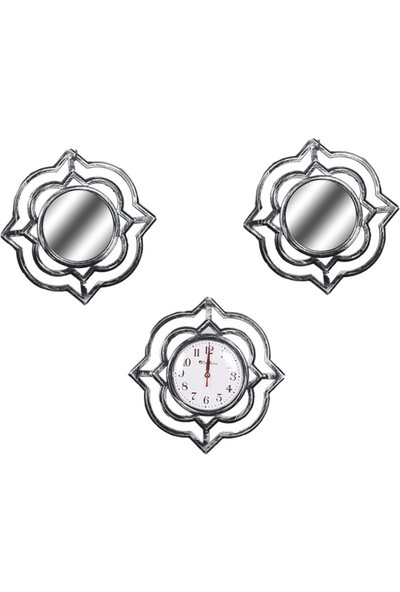 Tutku Consept 0821 3lü Ayna Saat Set Gümüş Tutku Consept 0821 3lü Ayna Saat Set Gümüş