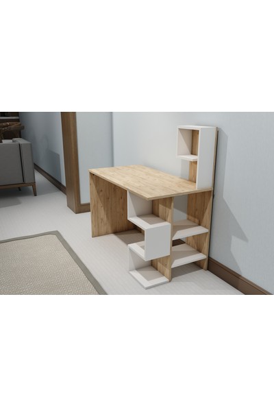 Çalışma Masası Bilgisayar Masası Kitaplık Beyaz Atlantik Çam Çalışma Masası Bilgisayar Masası Kitaplık Beyaz Atlantik Çam