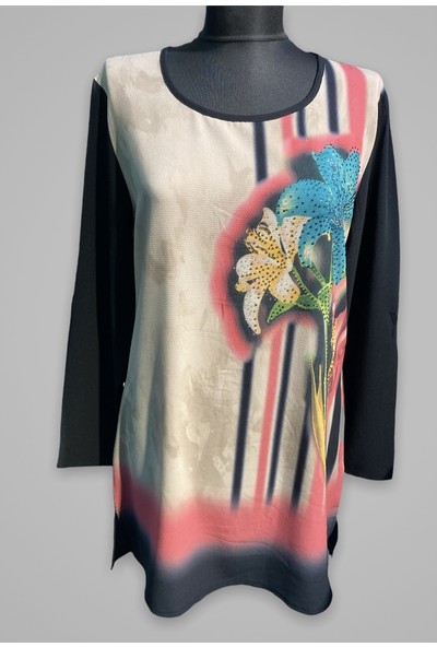 DefneL Büyük Beden Krep Dijital Baskı Tunik