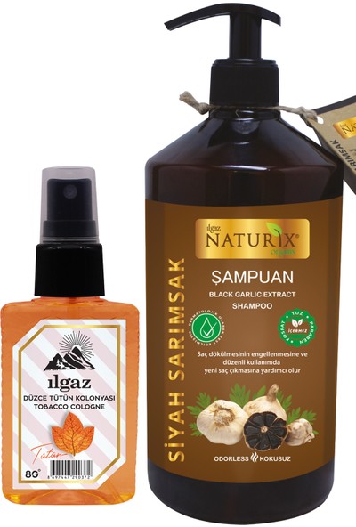 Ilgaz Tuzsuz Bitkisel Saç Dökülme Karşıtı Siyah Sarımsak Özlü Şampuan 600 ml + Sprey Tütün Kolonyası 50ML Ilgaz Tuzsuz Bitkisel Saç Dökülme Karşıtı Siyah Sarımsak Özlü Şampuan 600 ml + Sprey Tütün Kolonyası 50ML