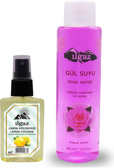 Tonik Etkili Klasik Gül Suyu 400 ml + Elegance 50 ml Sprey Limon Kolonyası 80 Derece Tonik Etkili Klasik Gül Suyu 400 ml + Elegance 50 ml Sprey Limon Kolonyası 80 Derece