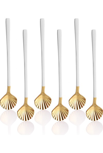 WuuQ Beyaz Gold 6 Lı Çay Kaşığı - Özel Seri WuuQ Beyaz Gold 6 Lı Çay Kaşığı - Özel Seri