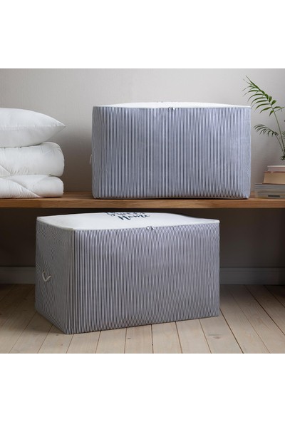 Ocean Home 2'li Mega Boy Lacivert Çizgili Baskılı Hurç Set