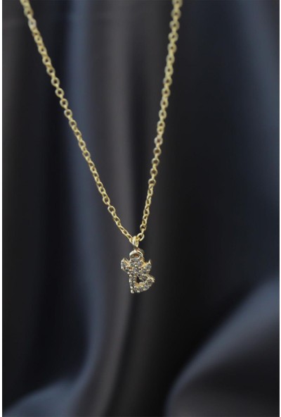 Minimal Melek Zirkon Taşlı Gold Renk Kadın Kolye