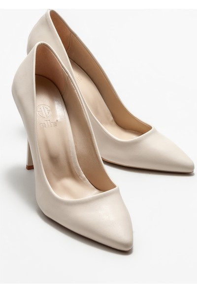 Elle Shoes Bej Kadın Topuklu Ayakkabı