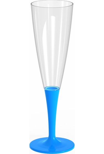 Bergama Plastik Plastik Şampanya Kadehi Mavi Tek Kullanımlık ve Tekrar Kullanılabilir Parti Kadehi (10 Adet)