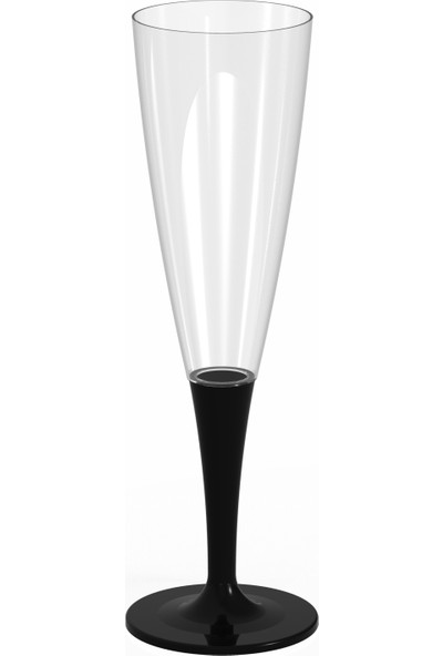 Bergama Plastik Plastik Şampanya Kadehi Siyah Tek Kullanımlık ve Tekrar Kullanılabilir Parti Kadehi (10 Adet)