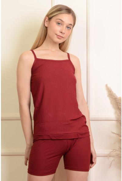 Pınkmark Kadın Bordo Kaşkorse Şort Pijama Takımı PMTK25442