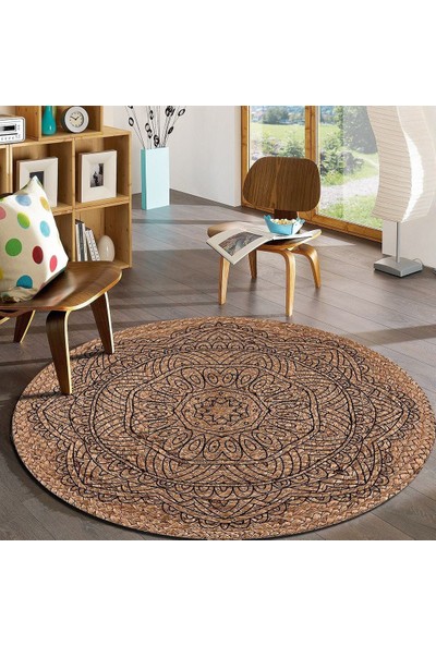 Bonny Home Jüt Yuvarlak Hasır Halı Yolluk Salon Oda Mutfak Halısı KS-1054 Bonny Home Jüt Yuvarlak Hasır Halı Yolluk Salon Oda Mutfak Halısı KS-1054