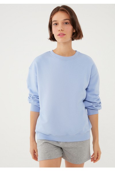 Mavi Kadın Bisiklet Yaka Mavi Basic Sweatshirt 1610198-70545