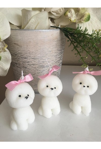 Candlelance 3'lü Mini Dekoratif Köpek Mum (7 Cm)