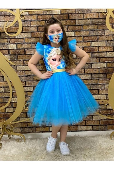 Pumpido Mavi Maskeli Elsa Elbise Pumpido Mavi Maskeli Elsa Elbise