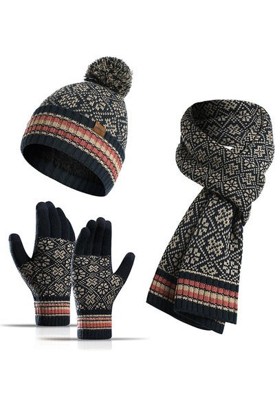 Gemdeck Kışlık Sıcacık Örgü Bere Şapka Eldiven Uzun Eşarp Takımı Gemdeck Kışlık Sıcacık Örgü Bere Şapka Eldiven Uzun Eşarp Takımı
