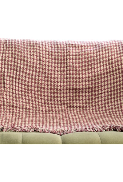 Buca Yün Kazayağı Desenli Pamuk Pike, Çift Kişilik, Vişne