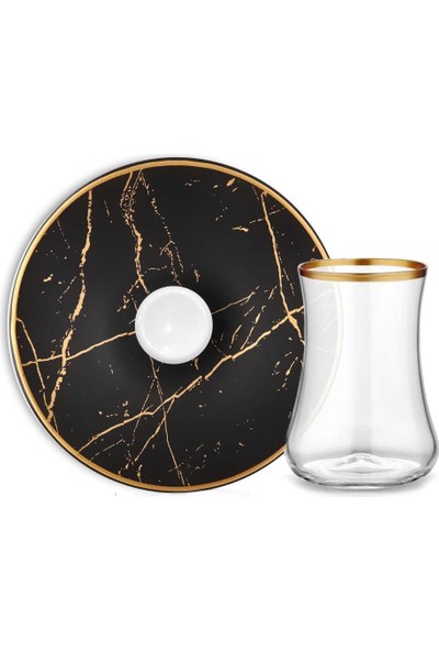 Blumest Blumset Marble Black 12 Parça Çay Seti