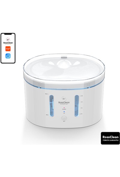 Rossclean Friendly Water Feeder- Uv Işın- 2l -Ultra Sessiz- App Uygulamalı-Kedi Köpek Akıllı Su Kabı