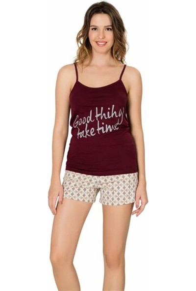 C&city Kadın Şortlu Pijama Takım 864 Bordo