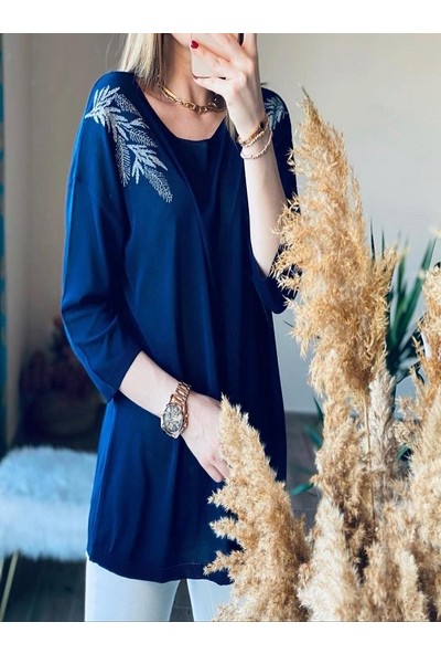 Lacivert Triko Bluz