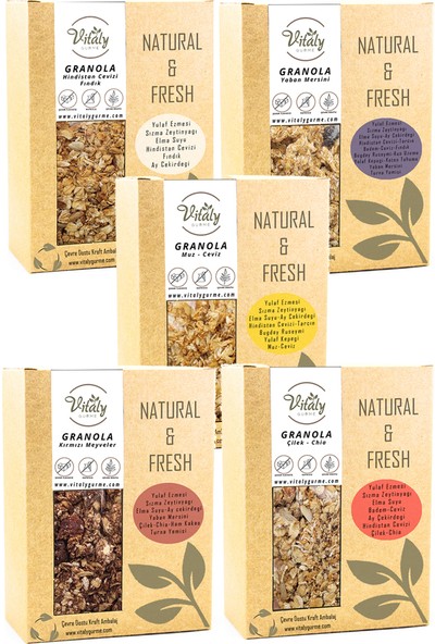 Vitaly Gurme Granola Karışık Meyve'li Ve Kuruyemişli 5'li Set 5 x 320 gr Vitaly Gurme Granola Karışık Meyve'li Ve Kuruyemişli 5'li Set 5 x 320 gr