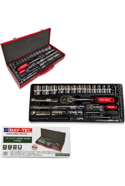Bay-Tec 60 Parça Lokma Takımı 1/4-1/2 MK2660