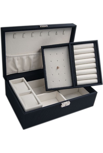 Vitrin Kutu Takı Mücevher Çantası Çift Katmanlı