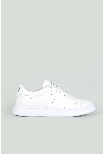 Günlük Bağcıklı Beyaz Siyah Unisex Spor Ayakkabı 504