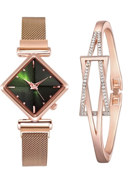 Hongshou Kadın Bilezik Kol Saatleri 2 Adet (Yurt Dışından)